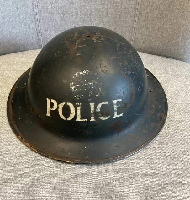 WW2 BRITISH ARMY Brodie POLICE Helmet NFS ARP Air Raid Home Guard Dated ...