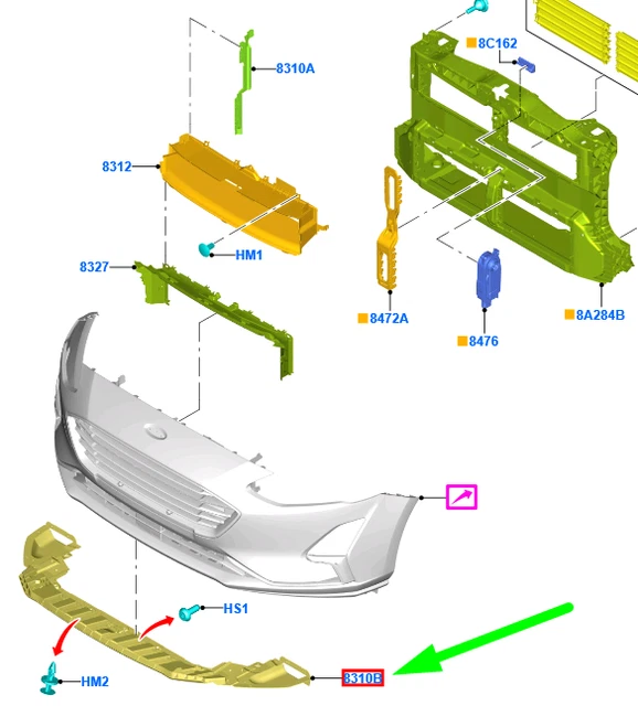 FORD FOCUS MK4 C519 Front Bumper Lower Air Repellent 2246686 ORIGINAL £ ...