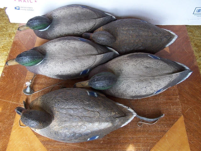 VINTAGE CARRY-LITE AQUA Keel Mallard Duck Decoys Sport-Plast w/ weights ...