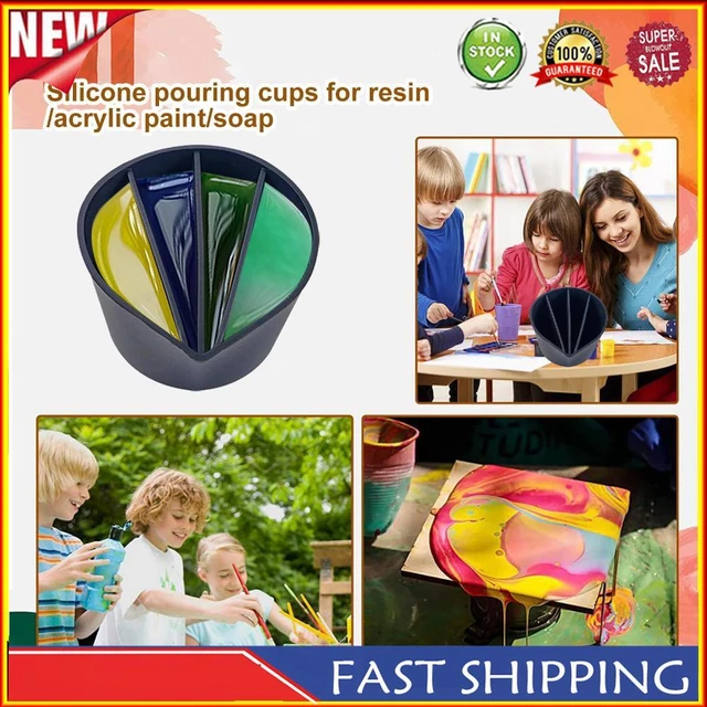 UKETO SPLIT COLOR Mixing Cups Kit for Paints, Soft Silicone Cups ...