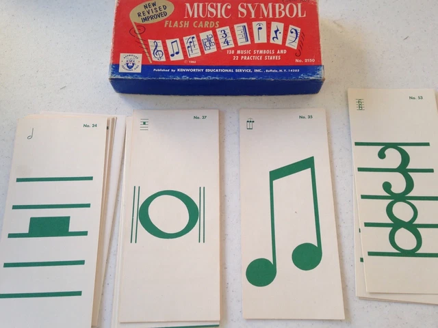 MUSIC SYMBOLS FLASH Cards 1963 VINTAGE KENWORTHY EDUCATIONAL SERVICE NO ...