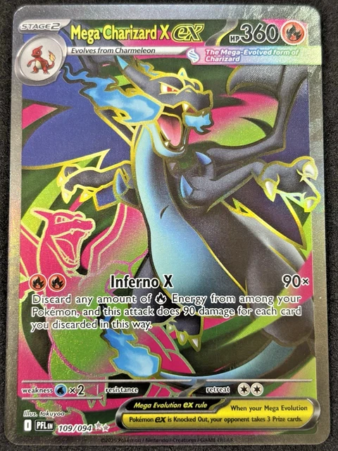 POKÉMON TCG MEGA Charizard X ex 109/094 Me02: Phantasmal Flames Holo ...