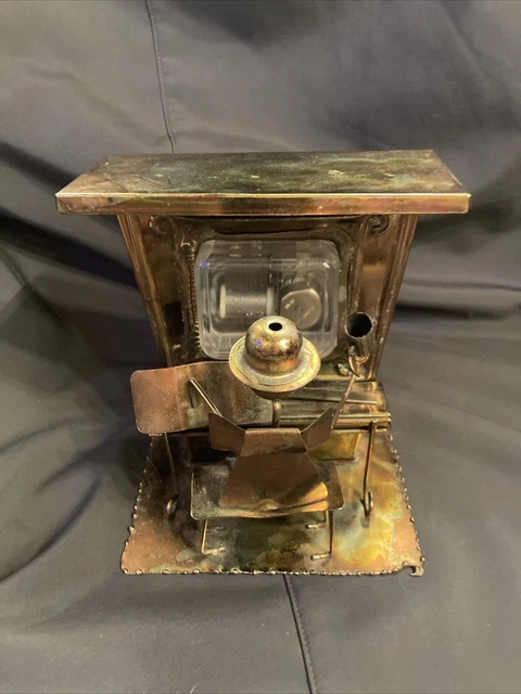 VINTAGE TIN/COPPER PIANO Man Player Wind Up Music Box Saloon Sculpture ...