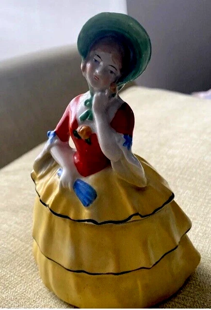 ANTIQUE RARE ART Deco 1930s German Half Doll Bonbonniere Powder Box ...