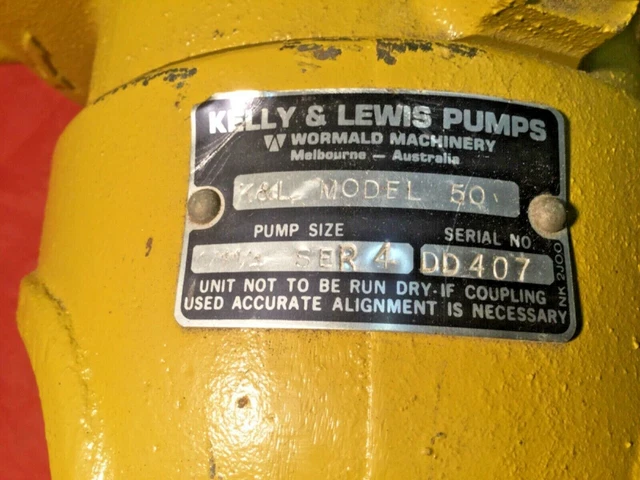 KELLY & LEWIS Centrifugal Pump Model 50 (Pump Size 1 / 1.25 Ser 4 ...