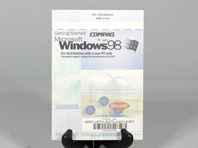MICROSOFT WINDOWS 98 Manual With Product Key - Cd Not Included - Compaq ...