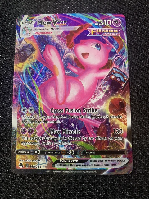 CARTE POKEMON MEW Vmax Alternate Alt Art Fusion Strike 269/264 comme neuve dans sa boîte EUR 88 ...