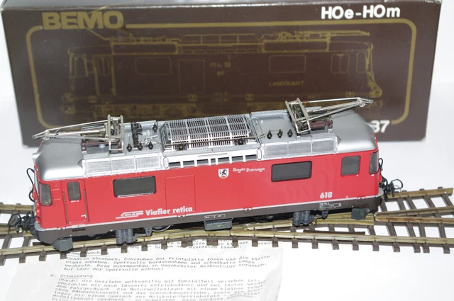 BEMO 1258 128 Lok GE 4/4 II Elektrolok H0m RhB 618 Bergün Analog DC OVP ...