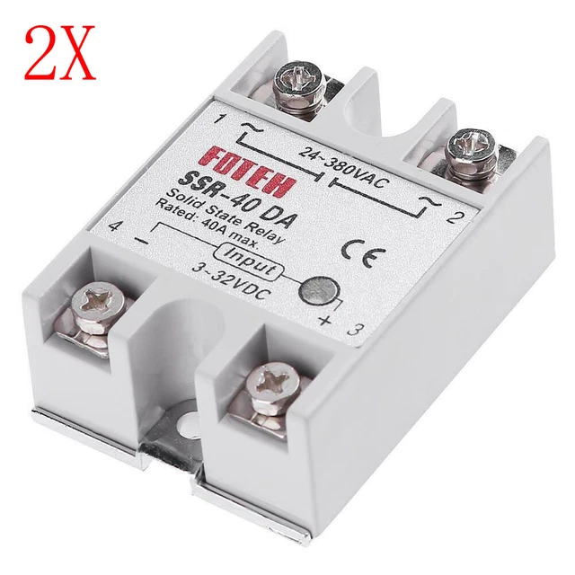 2STK EINZELNE PHASE 3-32V DC AC 24-380VAC SSR-40DA 40A Solid-State ...