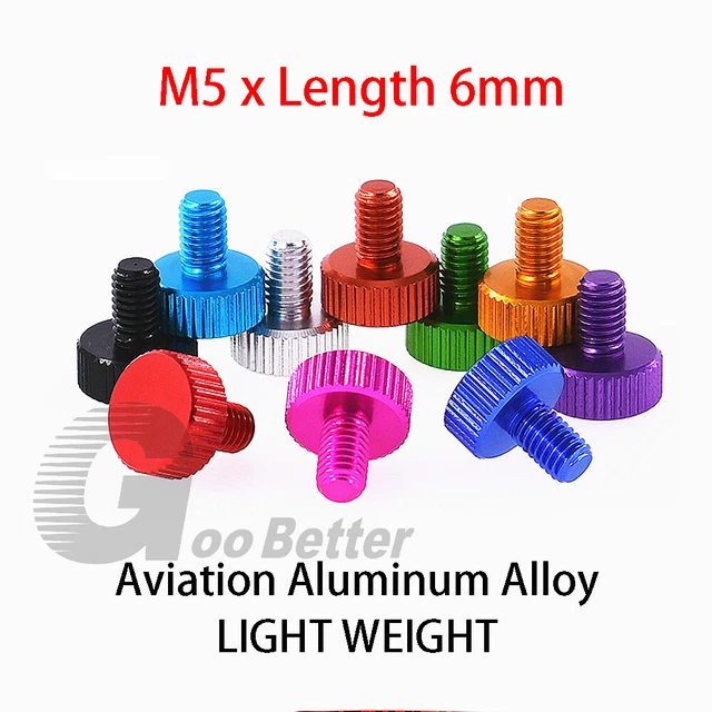M5 KNURLED THUMB Screws Aluminum Flat Head Hand Grip Knob Bolt L=6mm ...