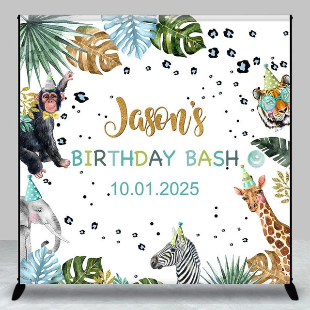 ANIMALS CELEBRATION LEAVES Custom Birthday Backdrop $37.90 - PicClick AU