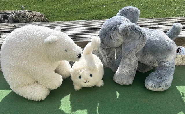 JELLYCAT BUNDLE, ELLY Elephant, Wistful Polar Bear, Kitten Caboodle ...