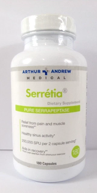 ARTHUR ANDREW SERRETIA Pure Serrapeptase 180 Gelules - 08/2023 EUR 64 ...