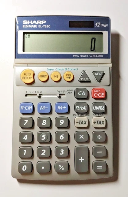 VINTAGE SHARP ELSI Mate EL-782C Solar Twin Powered Desktop Calculator ...