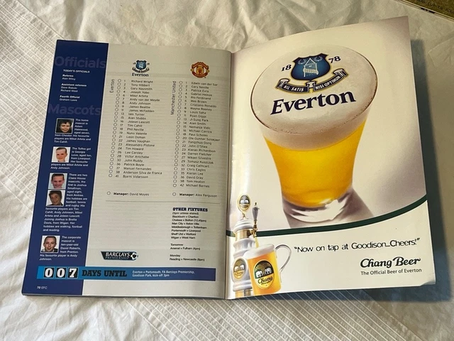 2007 MENS FOOTBALL programme Alan Ball tribute Everton v Manchester ...