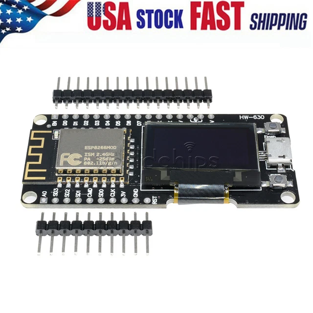 OLED NODEMCU WEMOS Wifi ESP8266 ESP-12F CP2102 Micro USB Development ...
