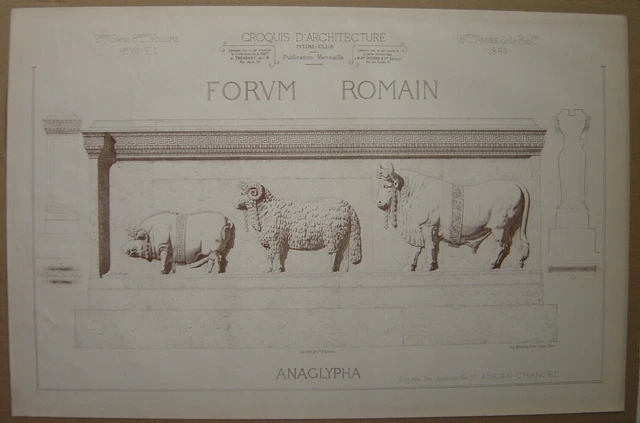 GRAND CROQUIS ANAGLYPHE Forum Romain Anaglypha Trajani Porc Mouton ...
