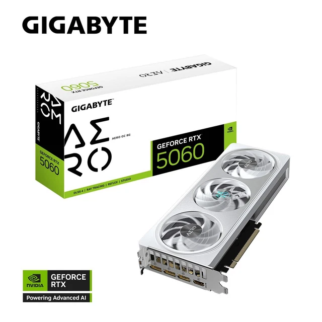 GIGABYTE GEFORCE RTX 5060 AERO OC 8G, 2595 MHz, CUDA 3840, 28 Gbps ...
