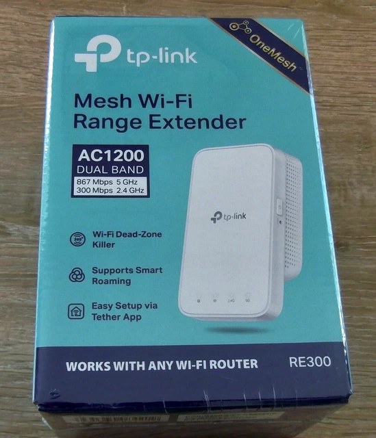 TP-LINK RE300 AC1200 Mesh Wi-Fi Range Extender Booster One Mesh Router ...
