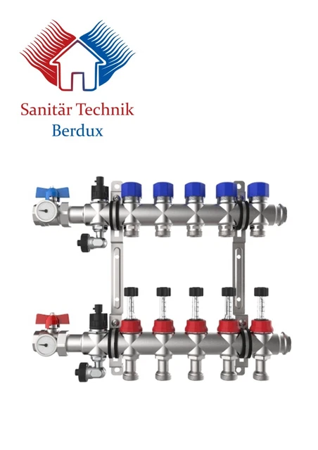 FBH-HEIZKREISVERTEILER 3/4& 6 Heizkreise Flussmesser Kugelhähne Thermometer EUR 182,03 - PicClick DE