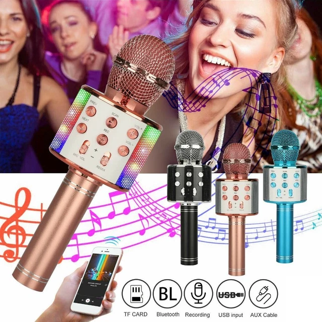 KTV PLAYER HANDHELD Bluetooth Speaker LED Lights Wireless Karaoke ...