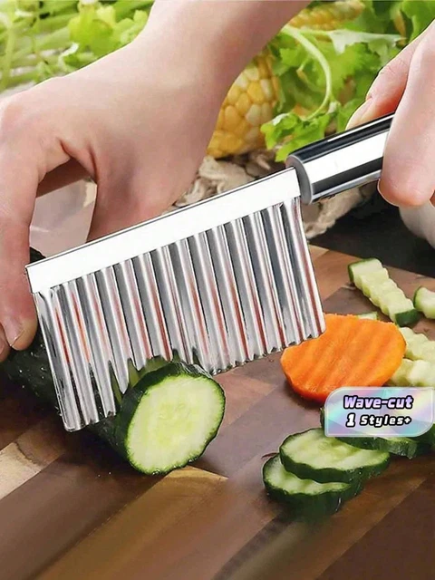STAINLESS STEEL CRINKLE Cut Knife Potato Wave Slicer Vegetable ...