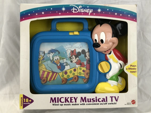 NEW VINTAGE DISNEY Mickey Mouse Musical TV Wind Up Infant Baby Toy ...