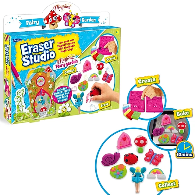 ERASER STUDIO MAGICAL Fairy Garden Set Make Your Own Clay Rubbers New ...