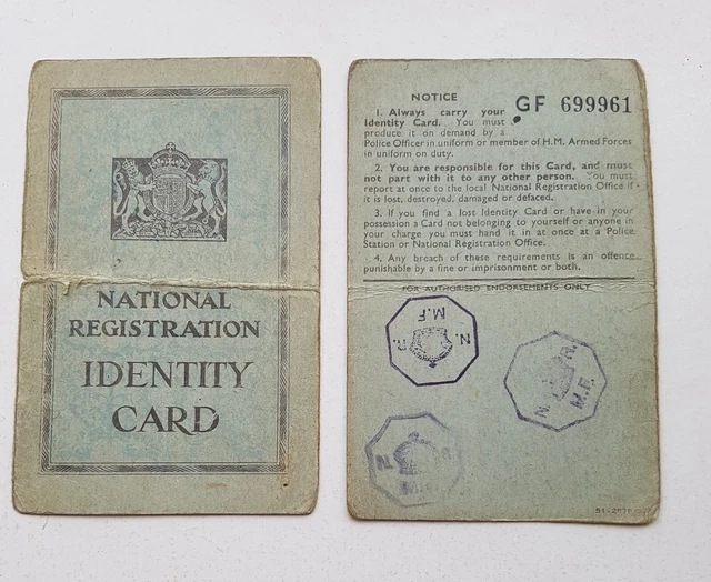 ORIGINAL WW2 IDENTITY CARD STAMPED £2.25 - PicClick UK