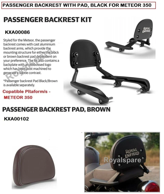 Royal Enfield Passenger Backrest Kit With Brown Pad For Meteor 350