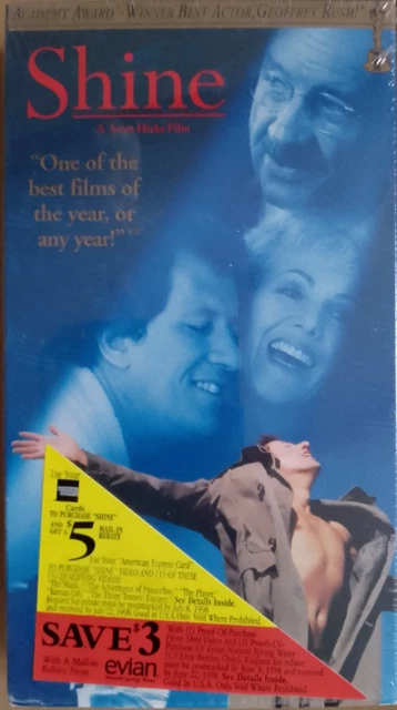 SHINE VHS VIDEO NTSC Scott Hicks Film Geoffrey Rush Slipcase US release ...