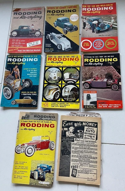 8 VINTAGE RODDING & Restyling Magazines: Various 1958, 1960, 1961, 1963 ...