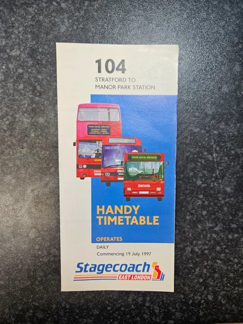 LONDON TRANSPORT TIMETABLE Bus Leaflet Stagecoach East London AZX1.5 £3 ...
