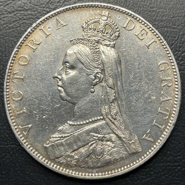 1887 VICTORIA JUBILEE Head Silver Double Florin 4 Shilling Coin. Roman ...