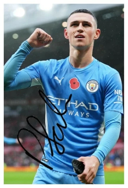 (64) PHIL FODEN & jack grealish manchester city signed photo framed ...