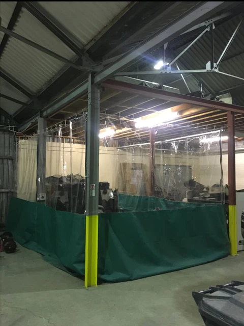 COMMERCIAL HALF CLEAR Green Industrial Circular Saw Dust Curtains 20Ft ...