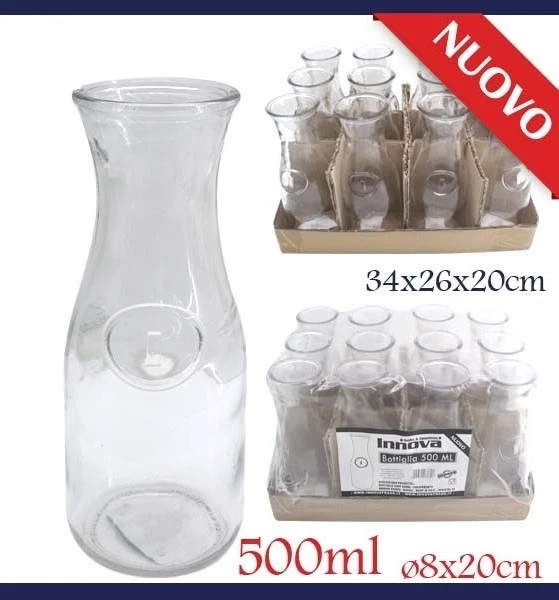 SET 12 PIÈCES Bouteilles Cruches 500ml Verre Polyvalent Pour Vin ...