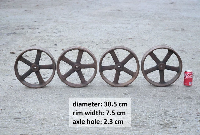 CAST IRON WHEELS set of 4 iron trolley wheels stationary engine wheels ...
