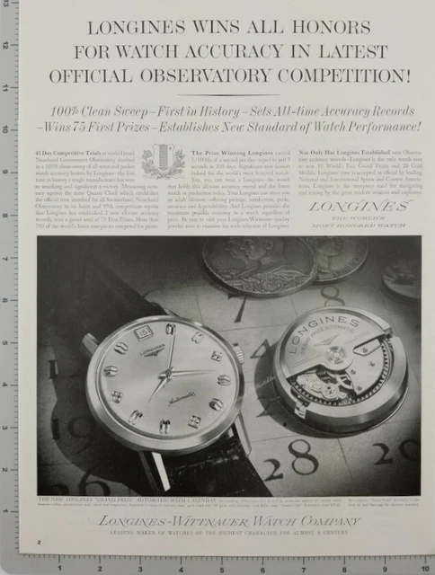 1963 LONGINES WITTNAUER Grand Prize Auto Calendar watch photo art decor ...