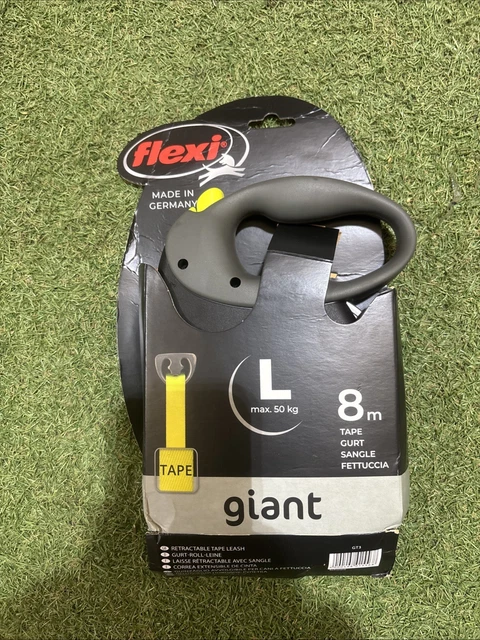 FLEXI GIANT YELLOW Tape 8m Retractable Lead Large Max Dog 50kg £20.00 ...
