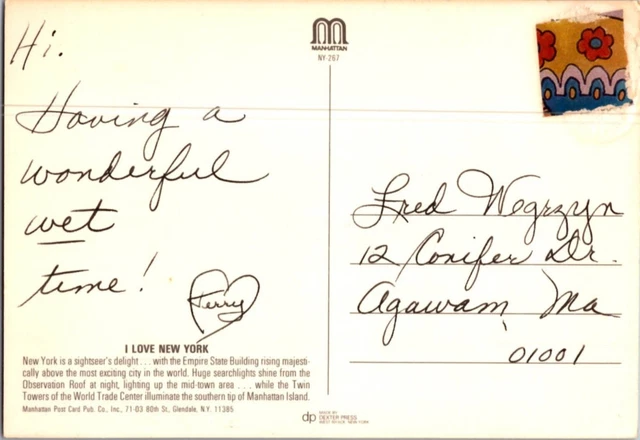 NEW YORK NY postcard NEW YORK CITY SKYLINE EMPIRE STATE I LOVE NY j/17 ...