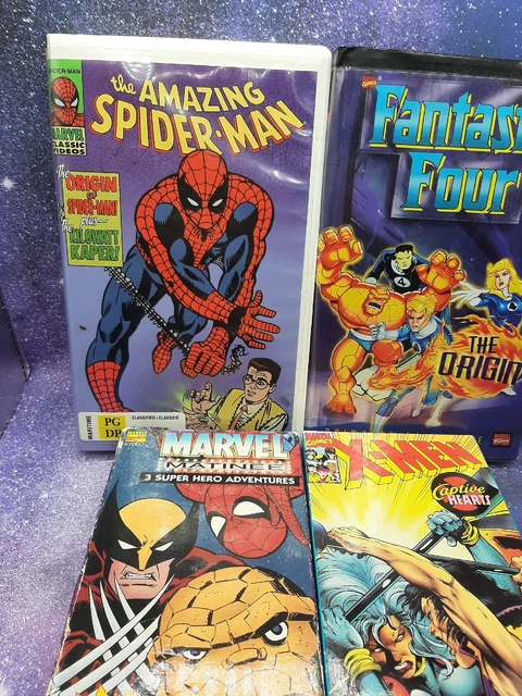 MARVEL COMICS CARTOON VHS Lot of 4 Spiderman- XMen - Fantastic Four ...