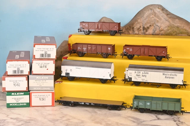 KLEIN MODELLBAHN H0 2-4-Achs Güterwagen der DR, DB & HZ 7-tlg. Nr. 3052 ...