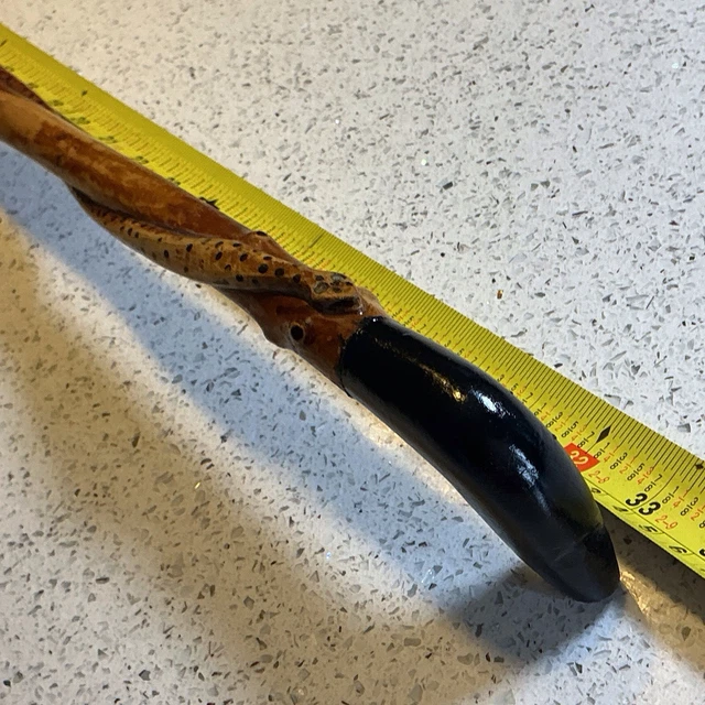 WALKING STICK WOODEN Pole With A Snake Twisting Up £21.47 - PicClick UK
