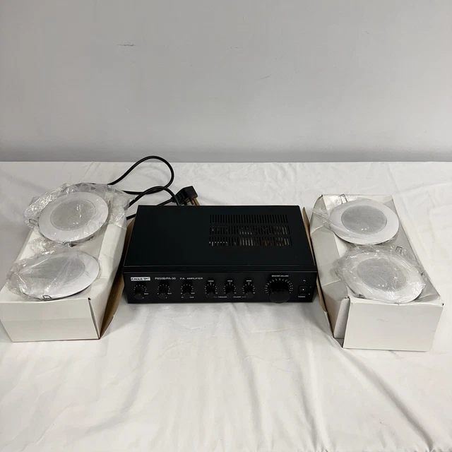 PUBLIC ADDRESS SYSTEM Amplifier with 4x 5” Ceiling Speakers £208.68 ...