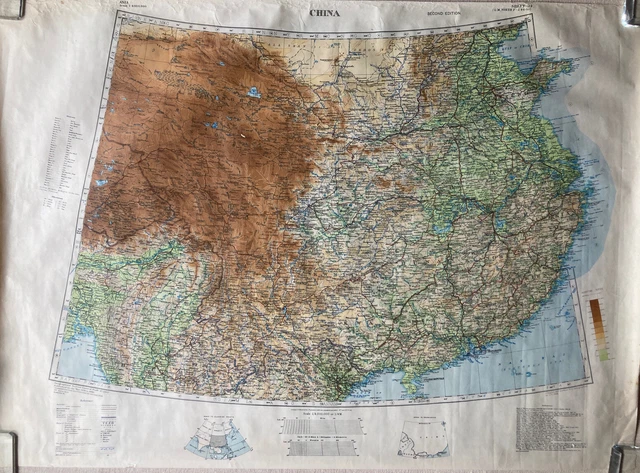 RARE VINTAGE ORIGINAL China Map War Office Second Edition 1939 WW2 £29. ...