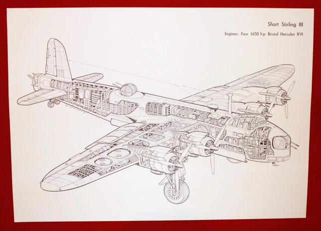 SHORT STIRLING III WW2 Aircraft Cutaway Cross Section A3 Print Lyndon ...
