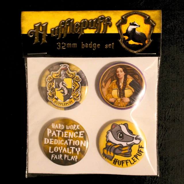 HUFFLEPUFF HOUSE HARRY Potter Badge Set of 4x32mm metal pin back badges ...