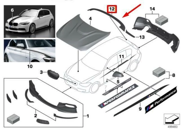GENUINE BMW 1 Series F20 M Performance Rear Spoiler Black 51622211888 £ ...