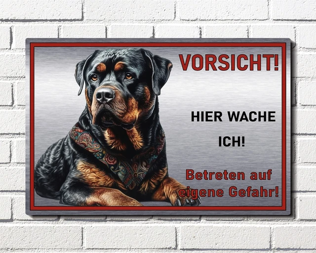 SCHILD ACHTUNG HUND Rottweiler Hundeschild Warnschild Vorsicht Hier ...